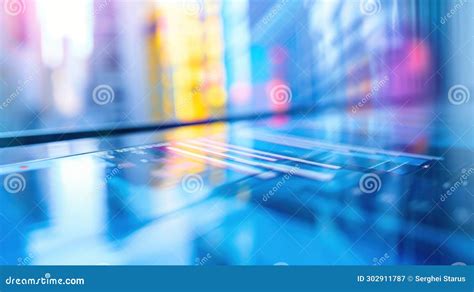 A Blurry Picture Of A Computer Screen With City Lights In The Background AI Stock Illustration