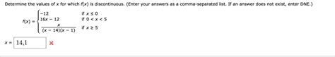 Solved Determine The Values Of X For Which Fx Is