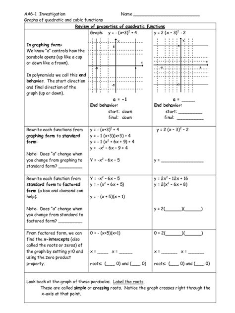Fillable Online Graph Quadratic Functions Using Properties Fax Email