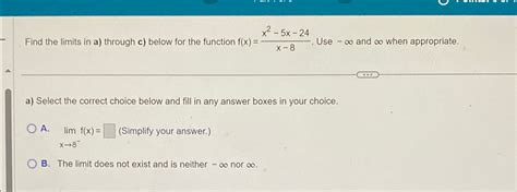 Solved Find The Limits In A Through C Below For The Chegg