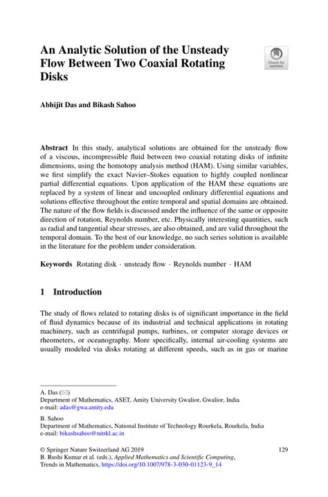 pdf an analytic solution of the unsteady flow between two coaxial