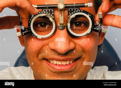 A Trial Frame Is Used To Find The Best Lens For A Patient With A Refraction Problem Short Sight