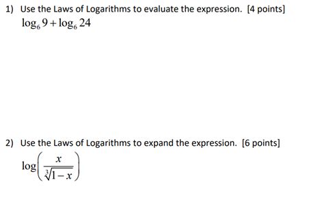 Solved Use The Laws Of Logarithms To Evaluate The Chegg