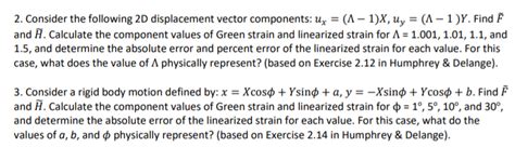 2 Consider The Following 2d Displacement Vector