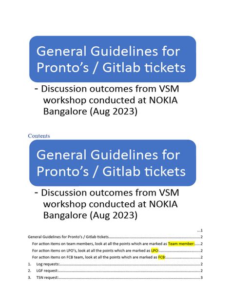 Guidelines For Pronto Gitlab Tickets Pdf Software Information Technology