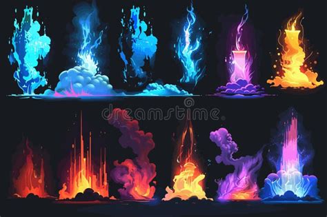 Magic Effect Set Cartoon Anime Isolated Illustration Stock Vector Illustration Of Animation