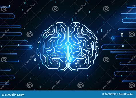 Neurology And Artificial Intelligence Symbol On White Background Tech Science Linear Pictogram