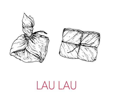 Premium Vector Lau Lau Hawaiian Food Hand Drawn Vector Illustration