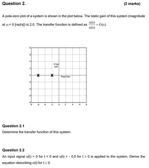 Solved Question Marks A Pole Zero Plot Of A System Is Chegg