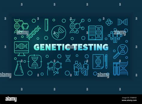 Genetic Testing Vector Colorful Linear Horizontal Banner Or Illustration With Dark Background
