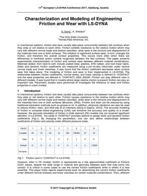 Characterization And Modeling Of Engineering Friction And Wear With Ls