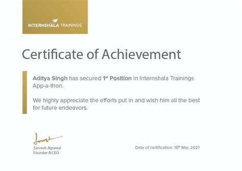 Aditya Singh On Linkedin Internshala Internshalatrainings