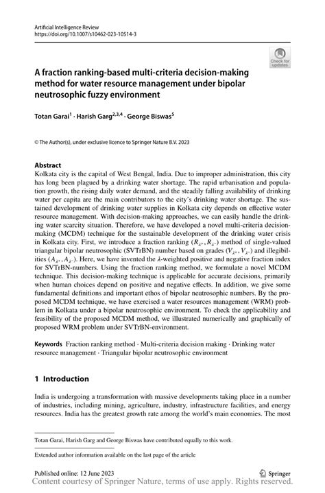 A Fraction Ranking Based Multi Criteria Decision Making Method For