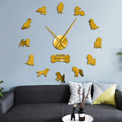 Cockapoo Diy Large Wall Clock Cocker Spaniel Dog Breed Frameless Diy