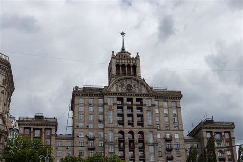Typical Soviet Classicism Architecture On Khreshchatyk Street In Kyiv