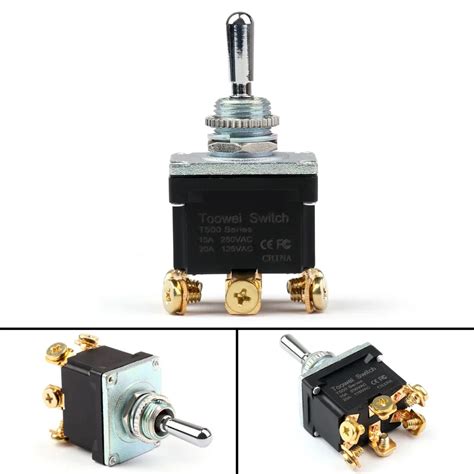 Areyourshop Toggle Switch Waterproof Toggle Switch 3 Terminal 6Pin ON OFF ON SPDT 15A 250V 1