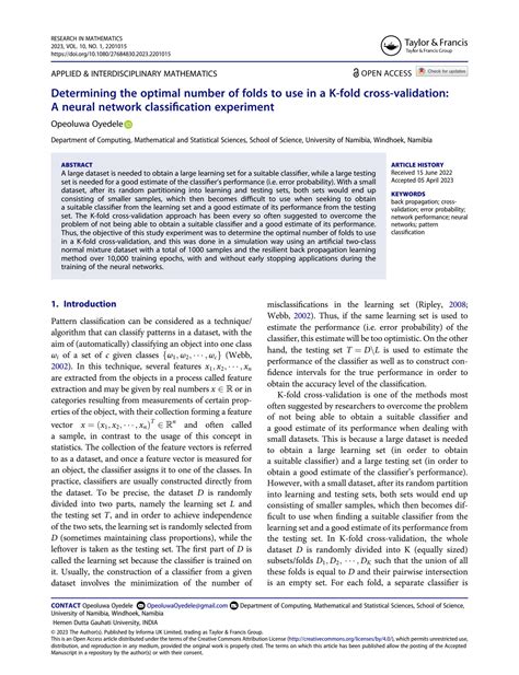 Solution Research In Applied And Interdisciplinary Mathematics Determining The Optimal Number