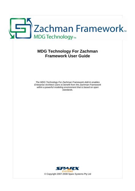 Pdf Mdg Technology For Zachman Framework User Guide Enterprise Dokumen Tips