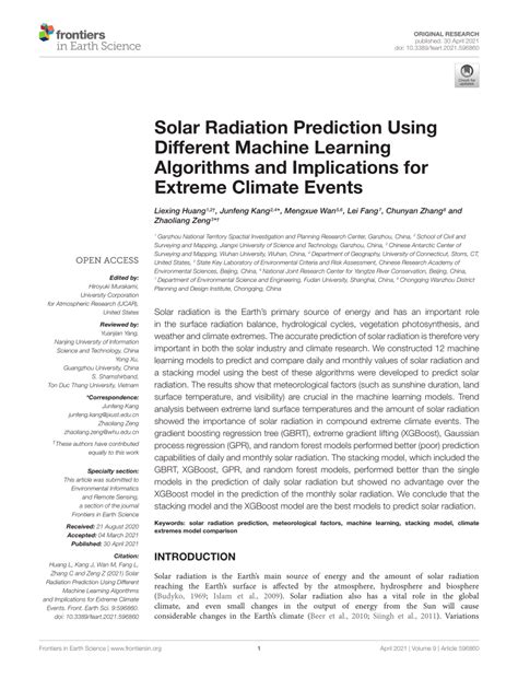 Pdf Solar Radiation Prediction Using Different Machine Learning