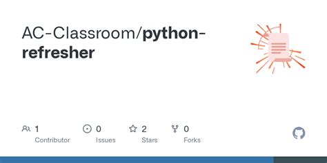 Python Refresherreadmemd At Main · Ac Classroompython Refresher · Github