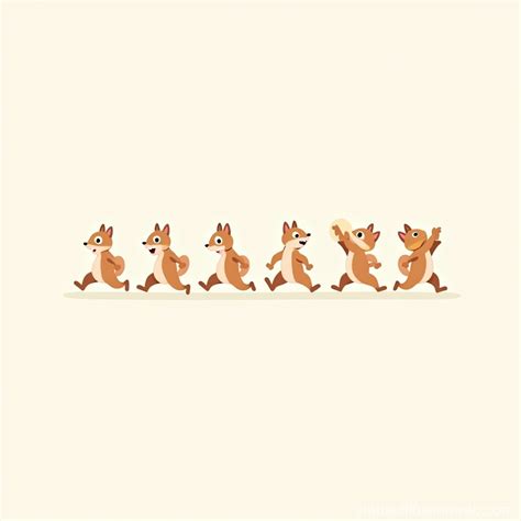 3d Cartoon Squirrel Walk Cycle Sprite Sheet Multiple Pose Walking