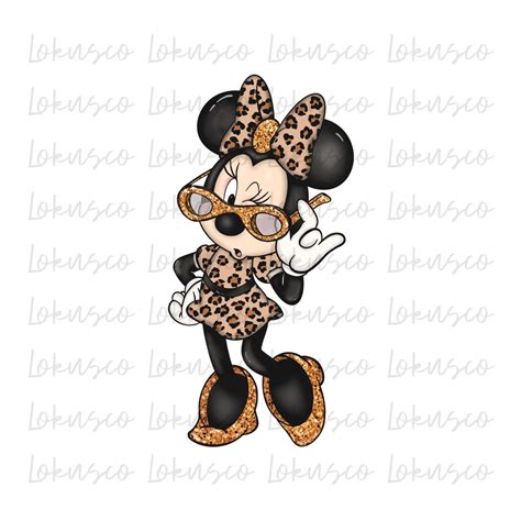 Leopard Minnie Mouse Png File Minnie Pink Glitter Minnie Sublimation