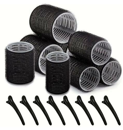 16pcs 셀프 그립 헤어 롤러 세트 무열 헤어 컬러 및 헤어 클립 Diy 헤어 스타일링 도구 티몬