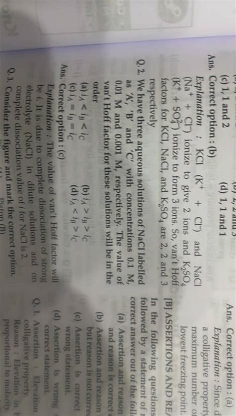 Correct Option C Explanation The Value Of Vant Hoff Factor Will Wr