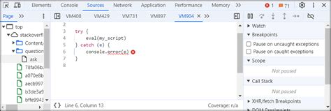 Google Chrome Javascript Eval In Case Of Error Display A Correct Script Reference Link In