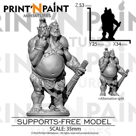 3d Printable Ettin Ogre Warrior By Leonardo Escovar