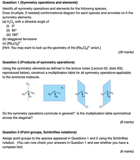 Question 1 Symmetry Operations And Elements Identify All Symmetry