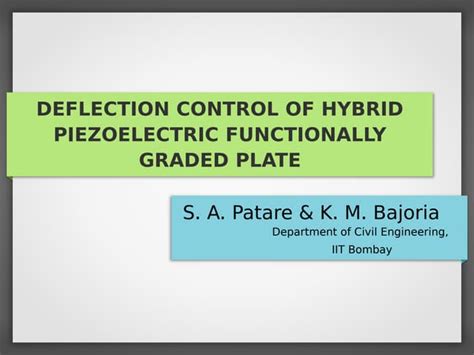 Hybrid Piezoelectric Fgm Plate Shape Control Ppt