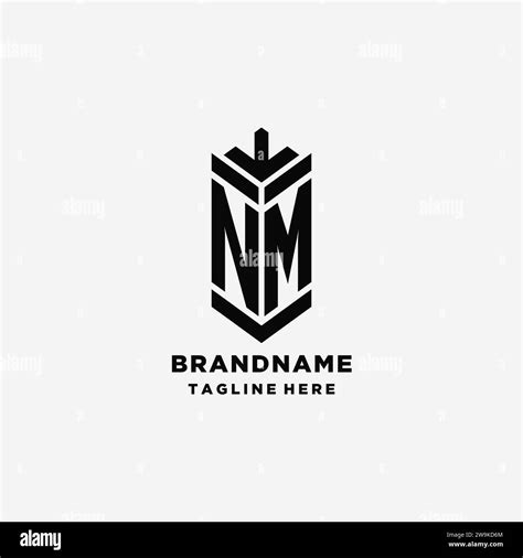 Initials Nm Shield Logo Design Creative Monogram Logo Inspiration Vector Graphic Stock Vector