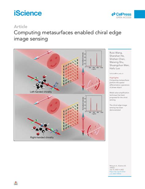 Pdf Computing Metasurfaces Enabled Chiral Edge Image Sensing