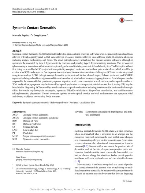 Systemic Contact Dermatitis