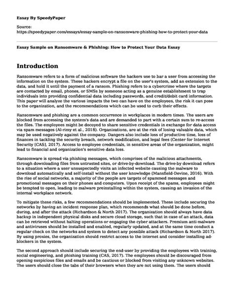📗 Essay Sample On Ransomware And Phishing How To Protect Your Data