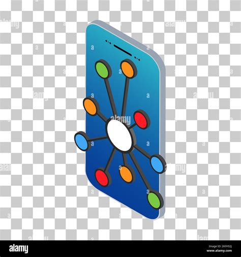 Hub Isometric Network Icon Connect Structure Vector Symbol Isolated Background Technology