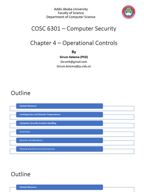 Cosc 6301 Computer Security Operational Controls Pdf Security