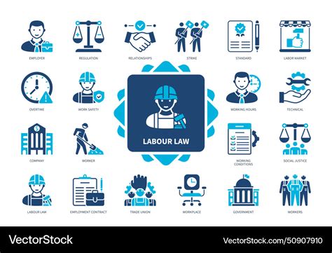Labour Law Solid Icon Set Royalty Free Vector Image
