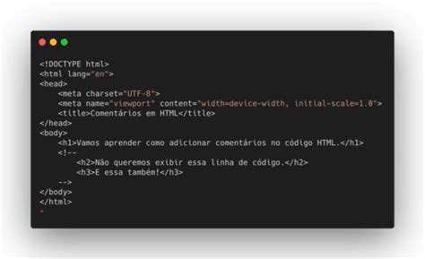 Comentário Html Use A Tag Para Fazer Comentários No Seu Código