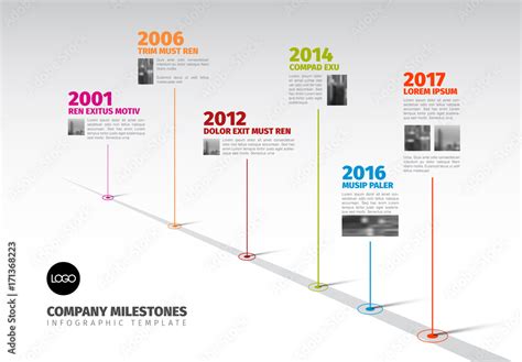 Colorful Diagonal Timeline Layout Stock Template Adobe Stock