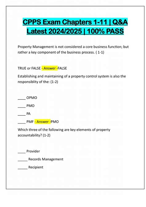 cpps exam chapters 1 11 qanda latest 2024 2025 100 pass cpps