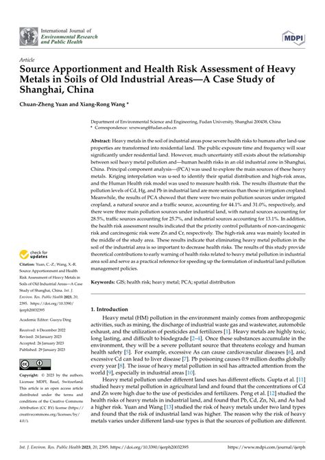 Pdf Source Apportionment And Health Risk Assessment Of Heavy Metals