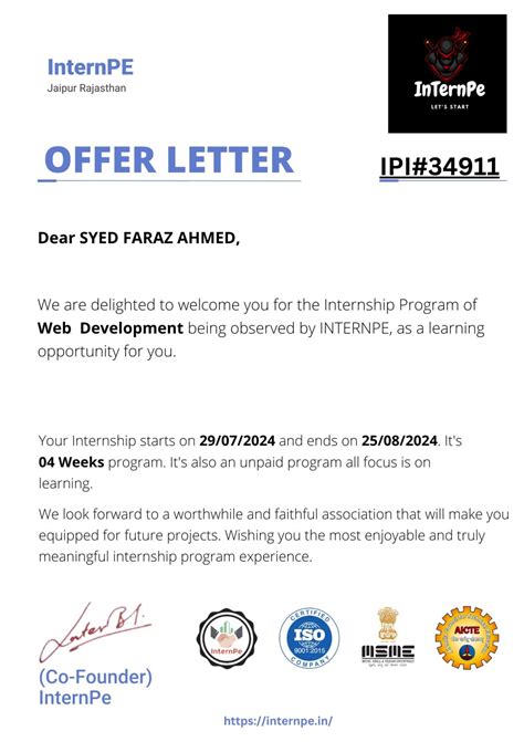 Syed Faraz Ahmed On Linkedin Internpe Internship