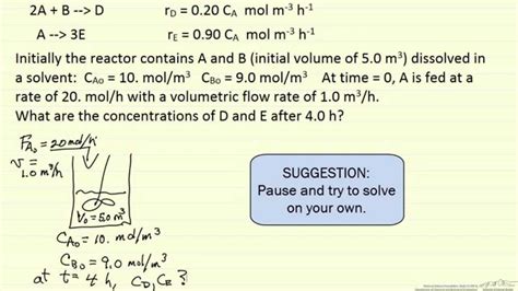 isothermal semibatch reactor with multiple reactions youtube