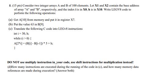 Solved 8 15 Pts Consider Two Integer Arrays A And B Of