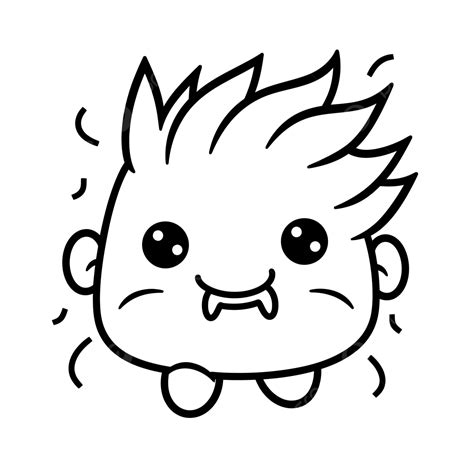귀여운 만화 일러스트 괴물 개요 스케치 드로잉의 Kawaii 색칠 페이지 벡터 만화 일러스트 벡터 일러스트 색칠 일러스트 Png 일러스트 및 벡터 에 대한 무료