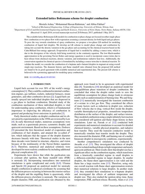 Pdf Extended Lattice Boltzmann Scheme For Droplet Combustion