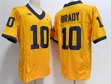 Michigan Wolverines 10 Tom Brady Yellow 2023 Stitched Jersey