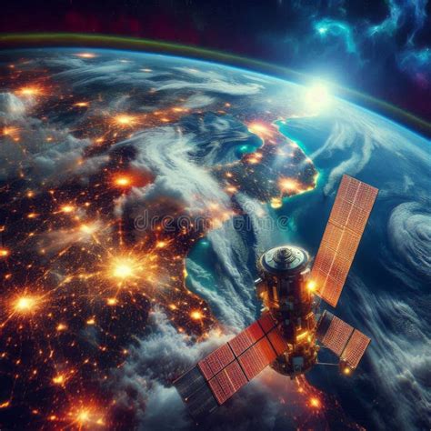 Satellite Monitoring Weather Patterns On Planet Earth Stock Illustration Illustration Of